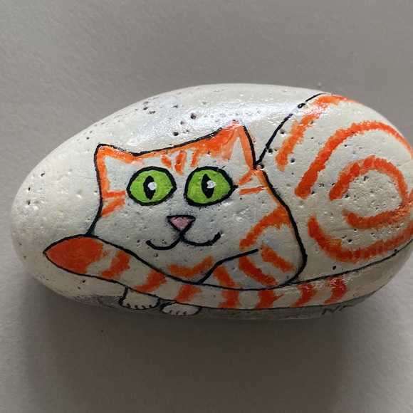 Accents | Handpainted Cat Rock Art Orange Tabby | Poshmark